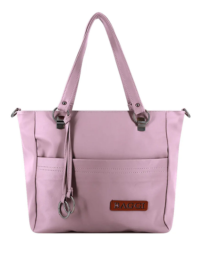 Solid Color Tote Handbag With 2 Chambers - BGI (Mauve) | Wafilife