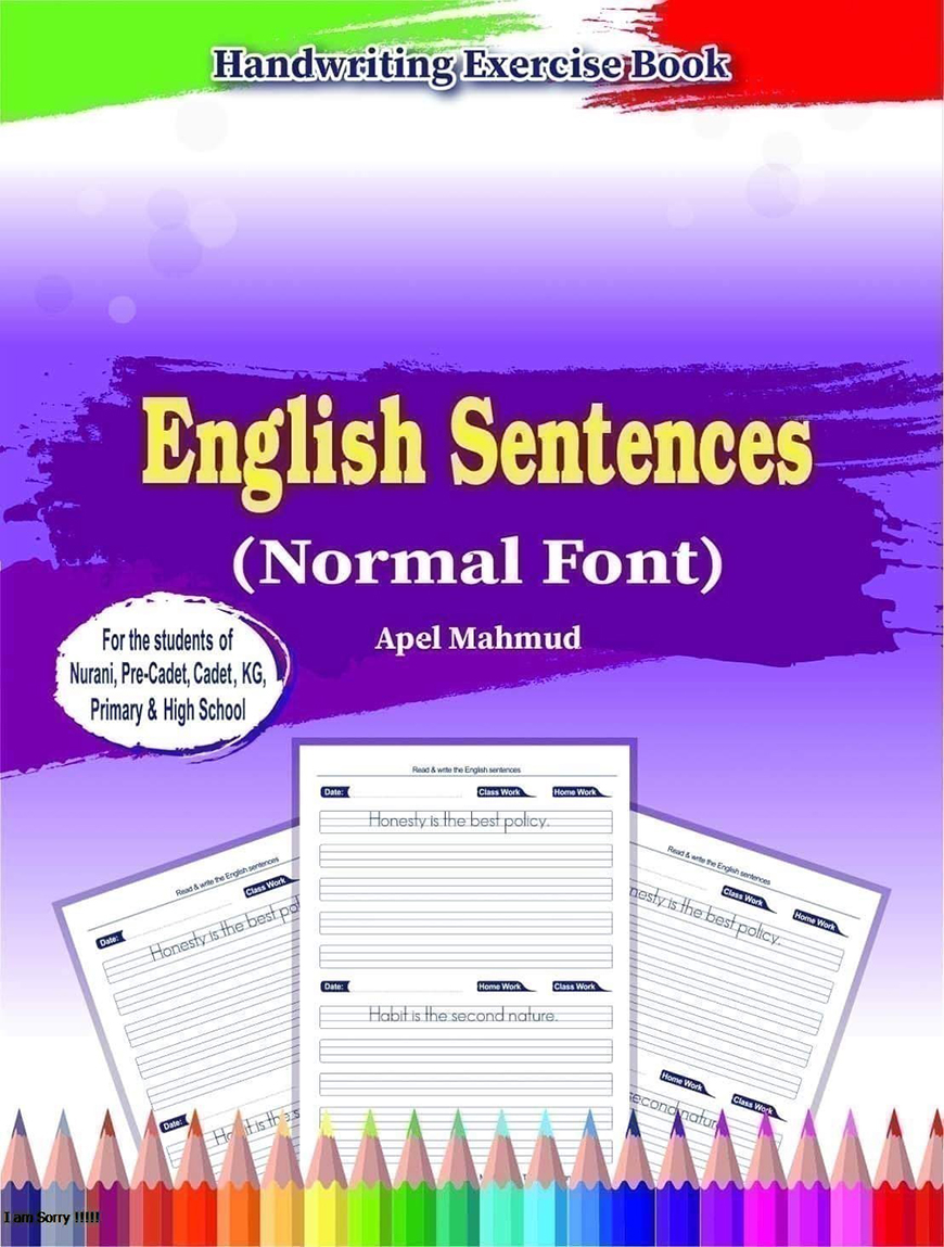Handwriting Book: English Sentences Normal Font One-Five & Six-Ten ...