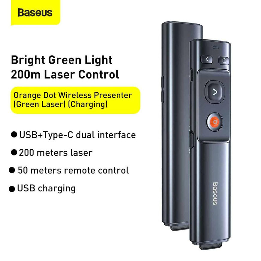Baseus Orange Dot Bluetooth Wireless Presenter Laser Pointer | Wafilife