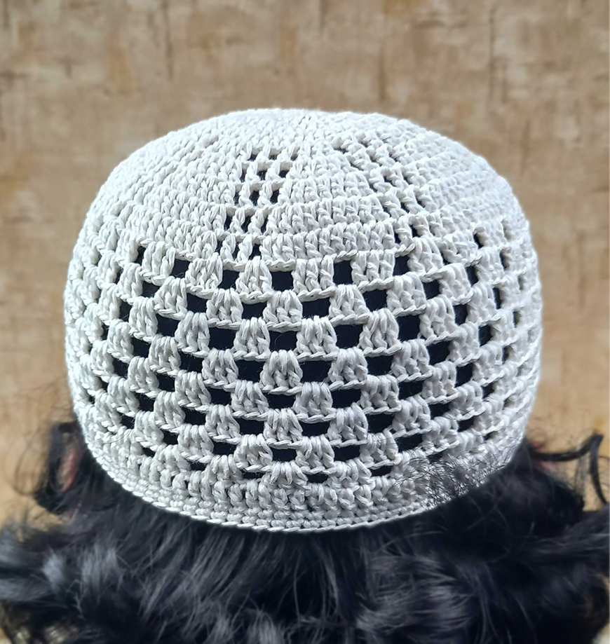 হাতেবোনা টুপি - সামার কালেকশন (White) | Wafilife