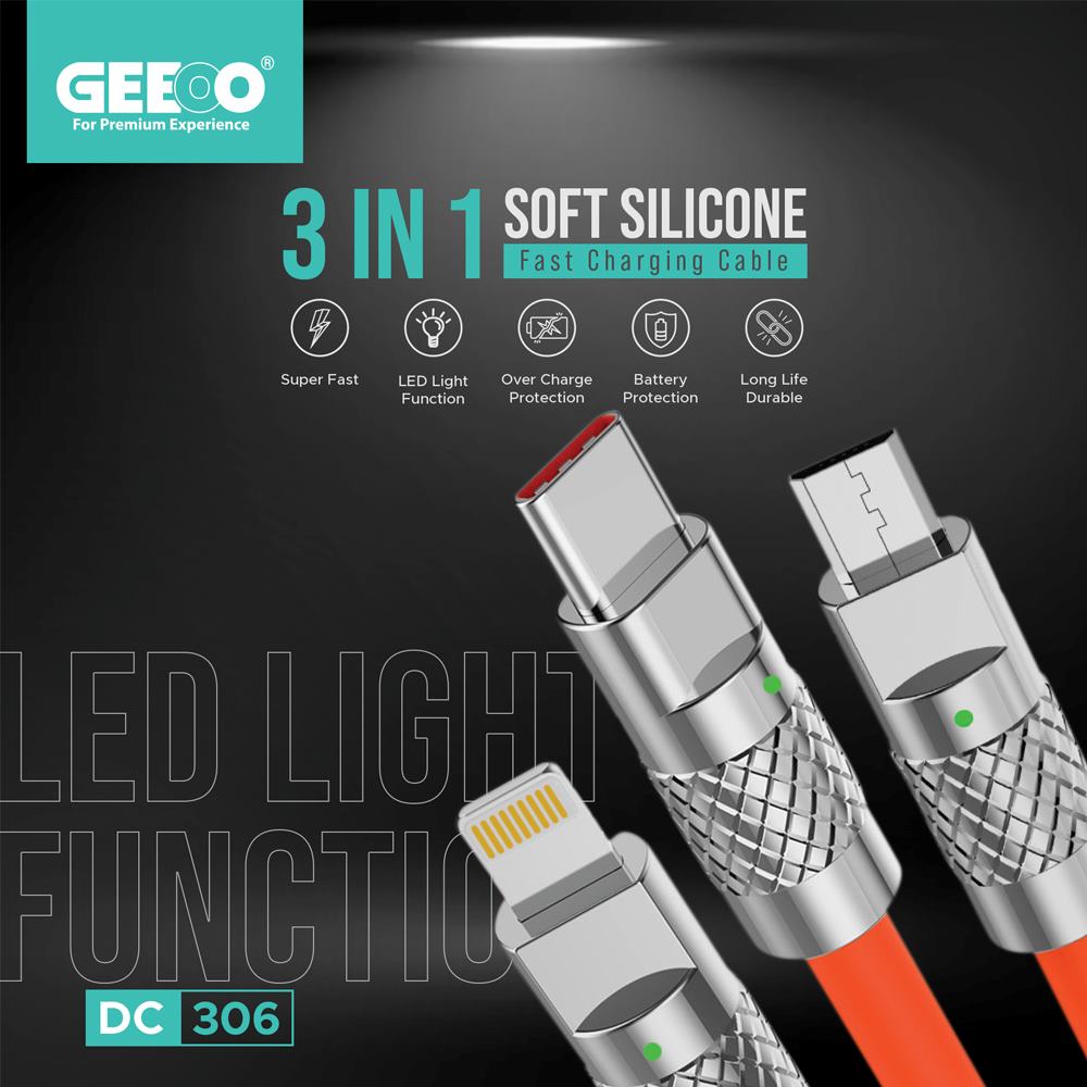 3 in 1 Super Fast Charging Cable DC-306 | Wafilife