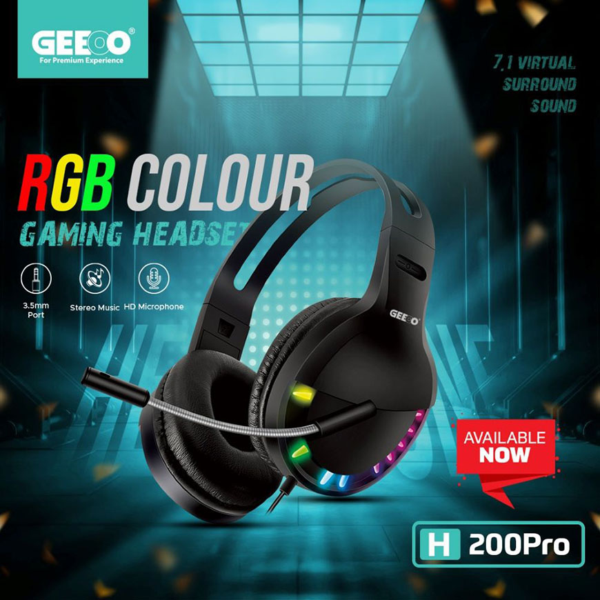GEEOO H200 PRO RGB Colour Gaming Headphone | Wafilife