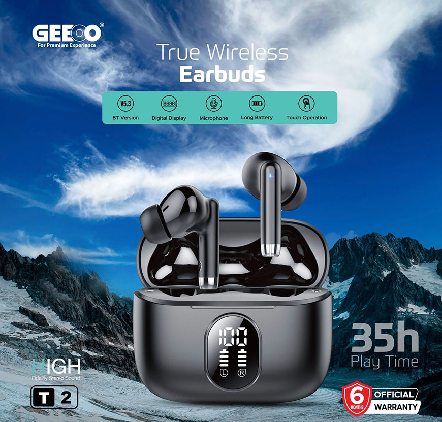 GEEOO T2 Digital Display TWS Earbuds | Wafilife