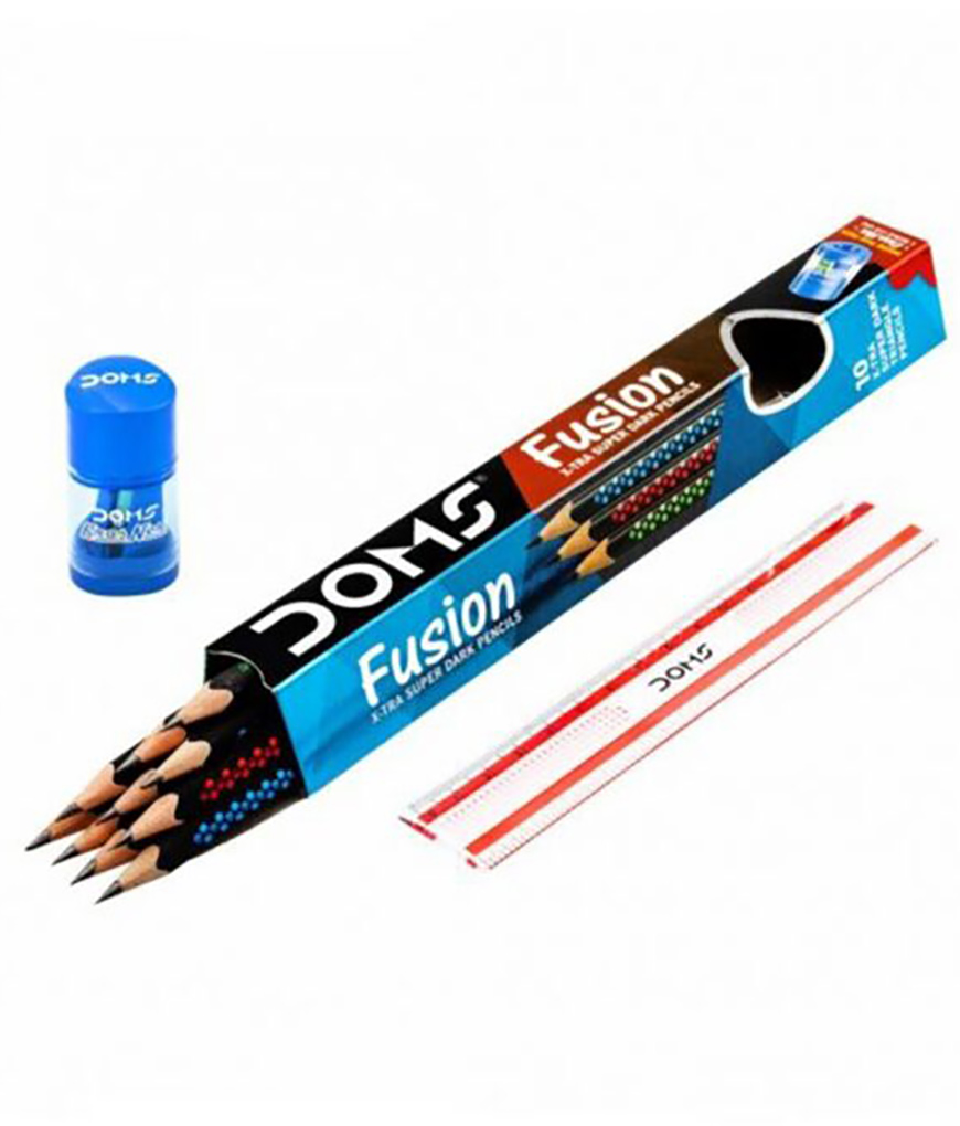 Doms Fusion X-Tra Super Dark Pencils - 10pcs With Free 1 Eraser 1 ...