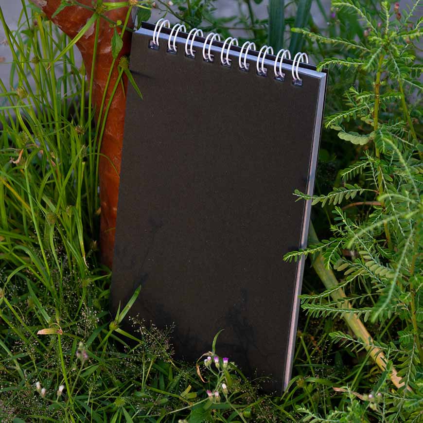 Silver Coated Paper Black Spiral Studio Series Notebook | Wafilife