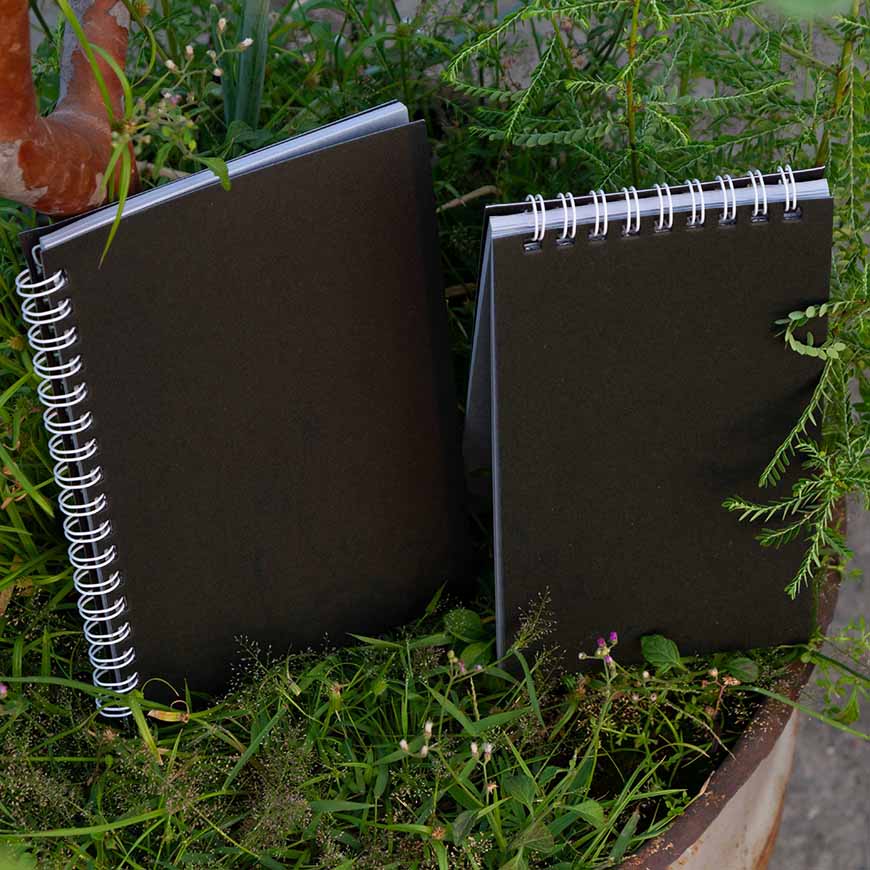 Silver Coated Paper Black Spiral & Studio Series Notebook 2-Pack | Wafilife