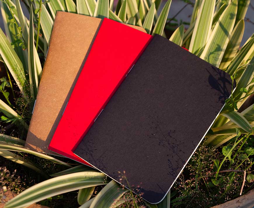 Pocket Book Black, Kraft & Red Notebook 3-Pack | Wafilife