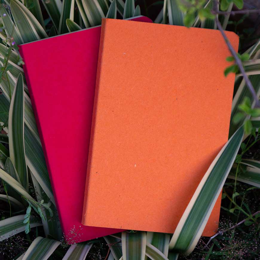 Yellowish Page Hand Made Orange & Red Cover Notebook 2-Pack | Wafilife