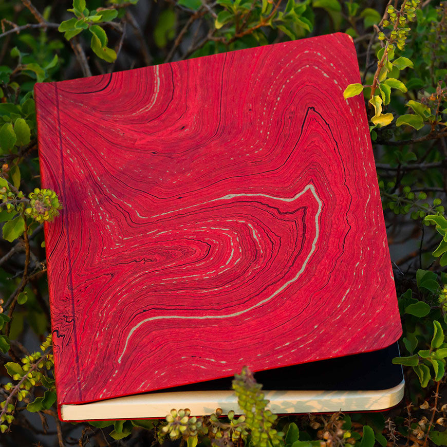 Texture Notebook (Jute Handmade Board Cover) (Red) | Wafilife