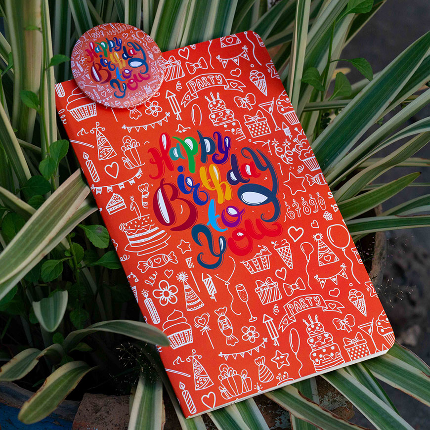 Happy Birthday Notebook with Badge (SN20191211) | Wafilife