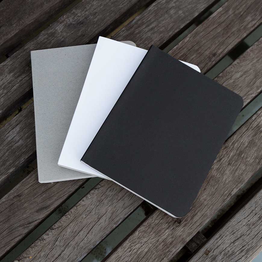 Pocket Series Black, White & Gray Notebook 3-Pack | Wafilife