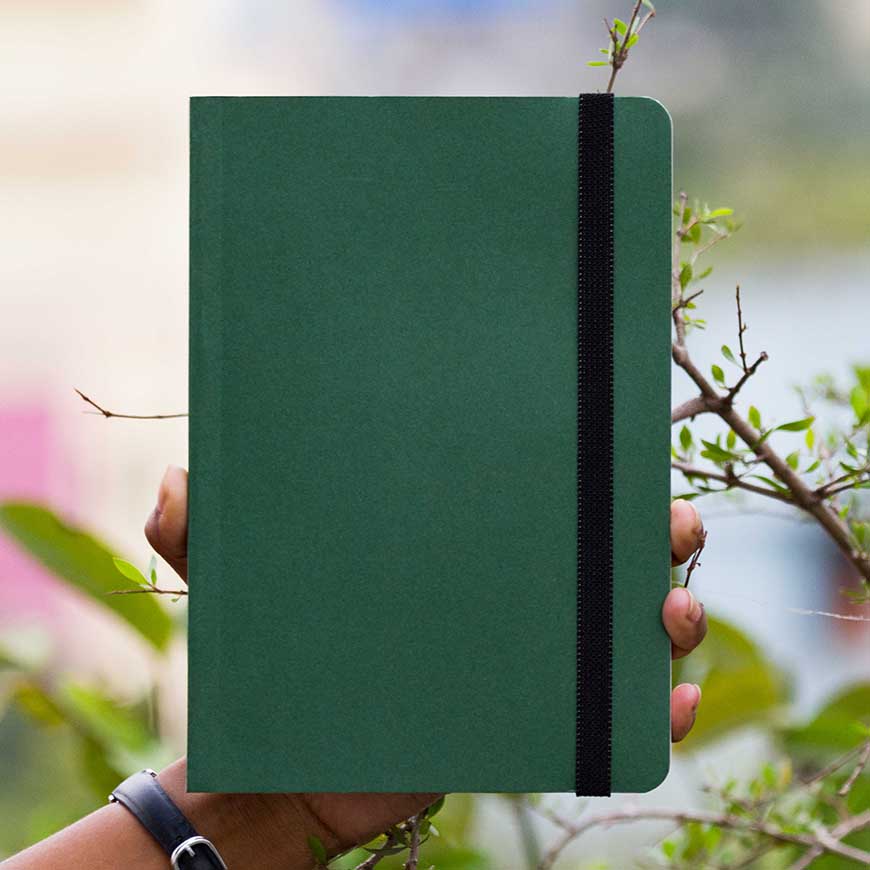 Daily Journal Green Notebook with Elastic Band | Wafilife