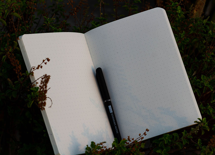 Daily Journal Dotted Black Notebook with Elastic Band with Pen | Wafilife