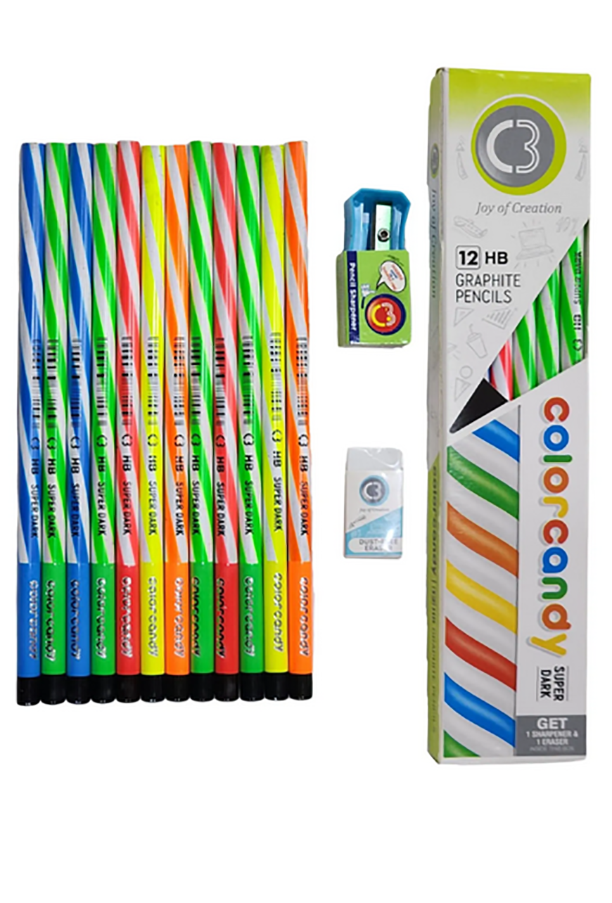 Doms C3 Color Candy Super Dark HB Graphite Pencil Box 12 Pcs Pack ...