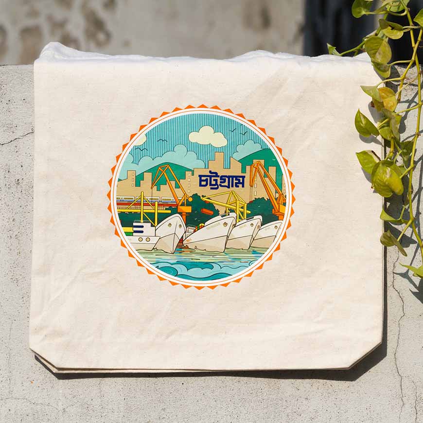 Sevendays Chattogram (Ocean) (Round) Canvas Tote Bag | Wafilife