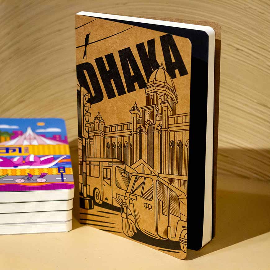 Work Size Dhaka (Line) Kraft Cover Notebook (SN202309382) | Wafilife