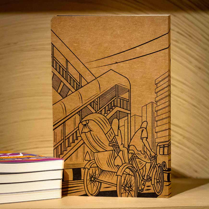 Work Size Dhaka (Line) Kraft Cover Notebook (SN202309382) | Wafilife